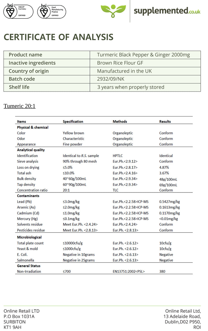 Turmeric Black Pepper And Ginger 2000mg Vegan Capsules – Supplemented